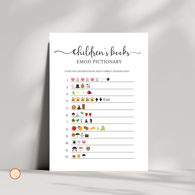 Children's Book Emoji Game (instant Download) - Etsy