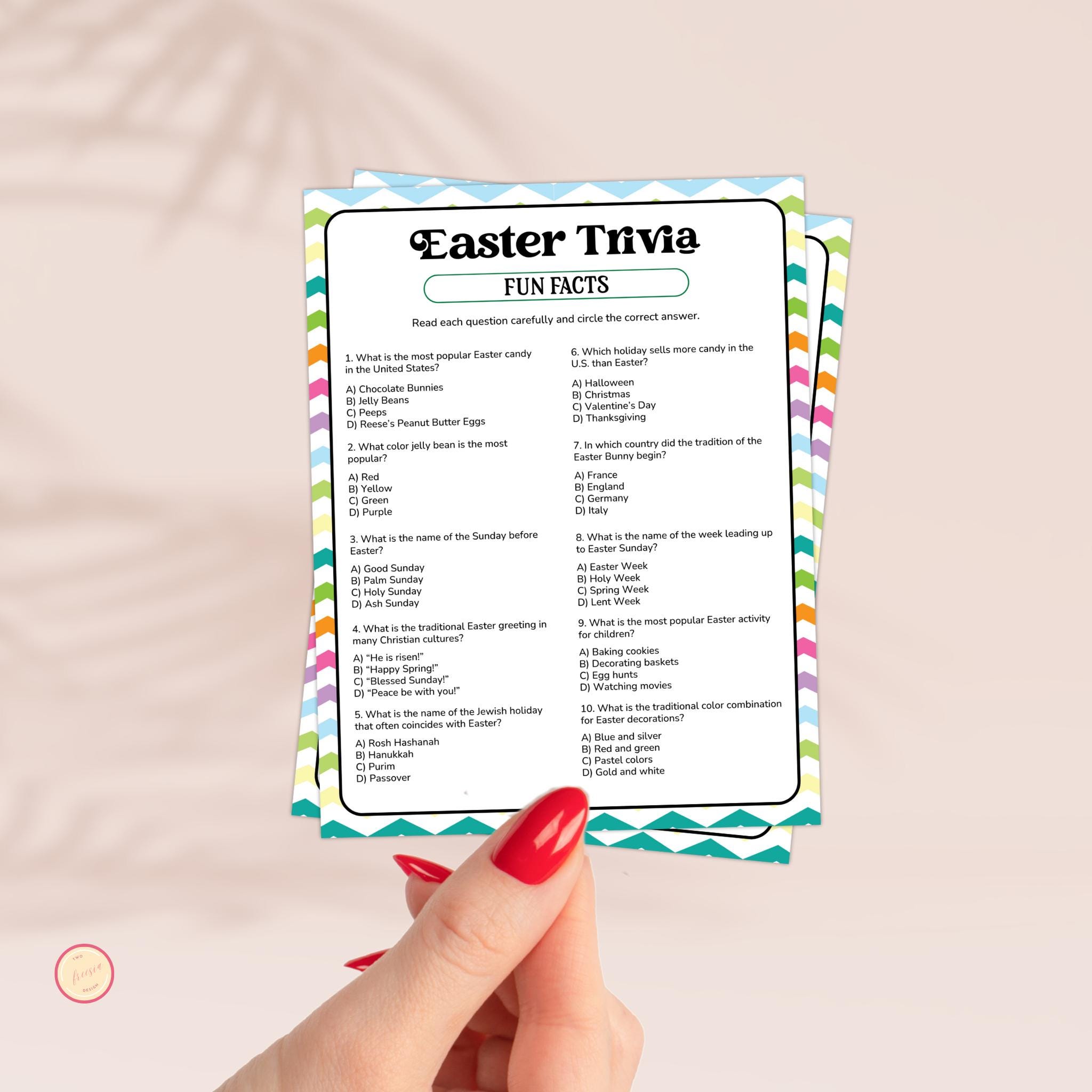 Easter Fun Facts Trivia Game Printable | Instant Download - Etsy