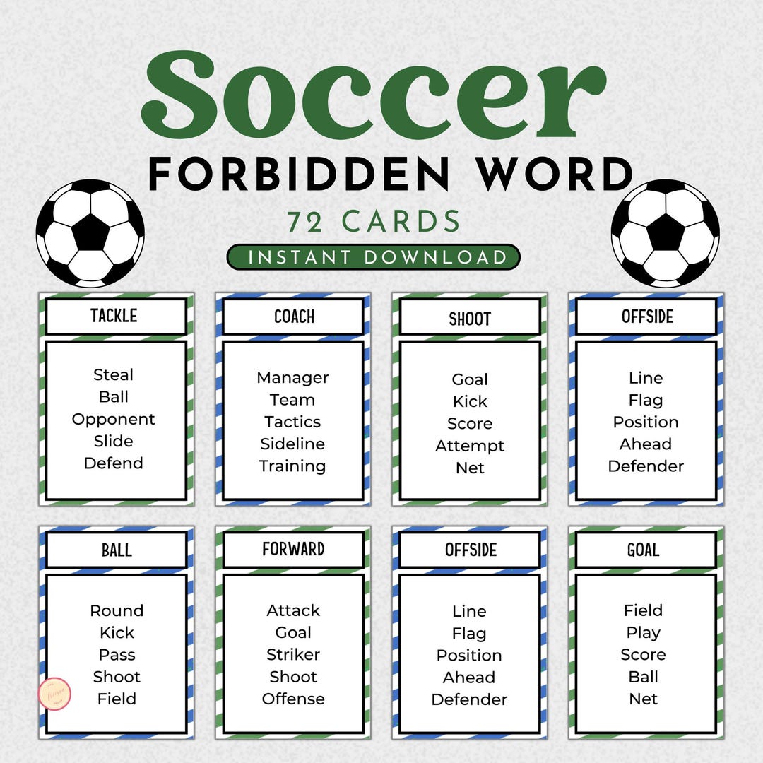 Soccer Forbidden Word Game Printable | Instant Download - Etsy