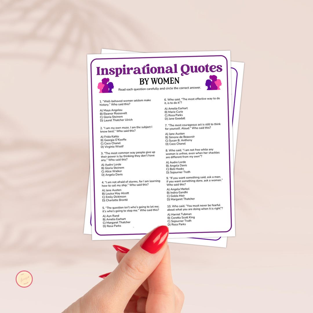 Quotes by Women Trivia Game Printable | Instant Download - Etsy