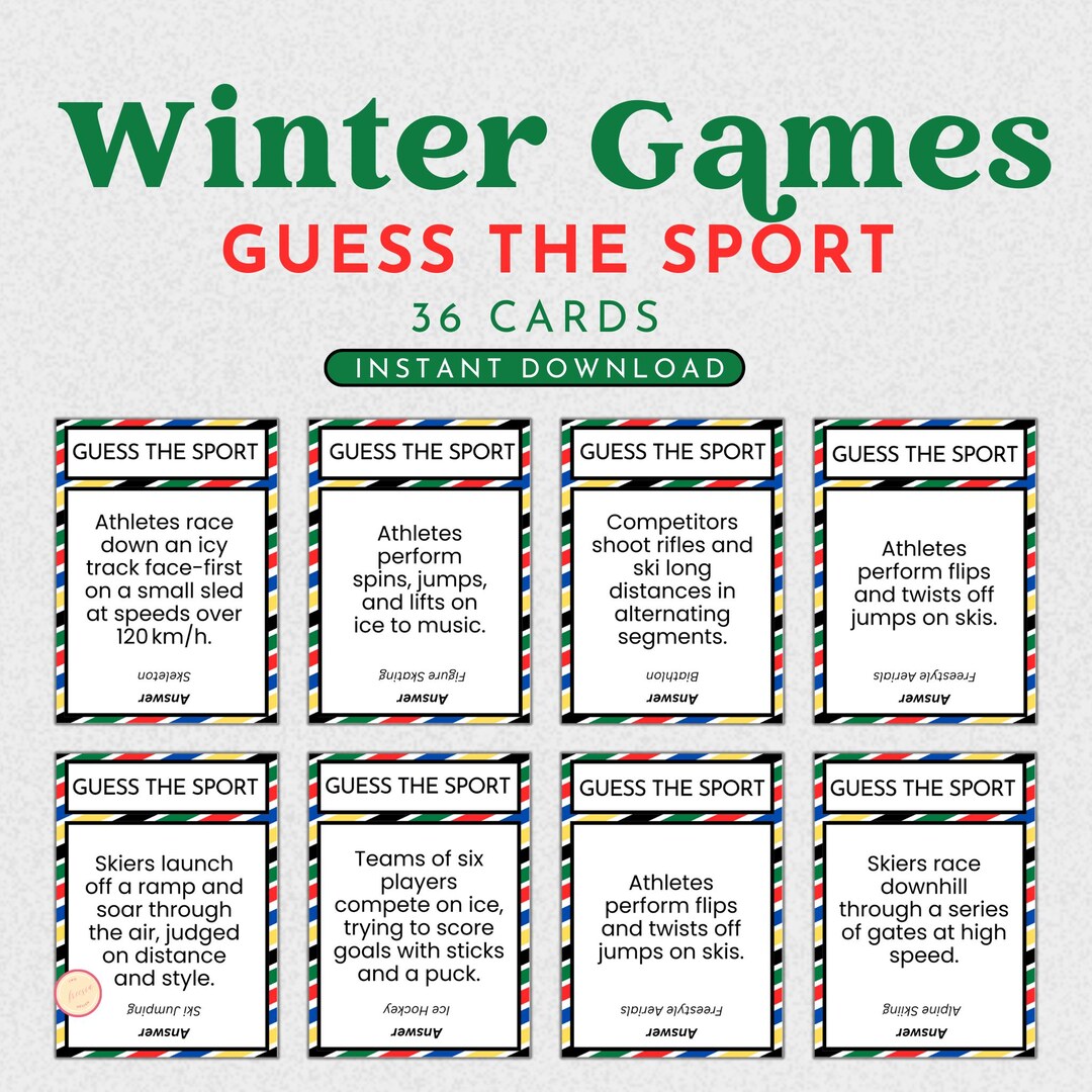 Guess the Sport, Winter Games (instant Download) - Etsy