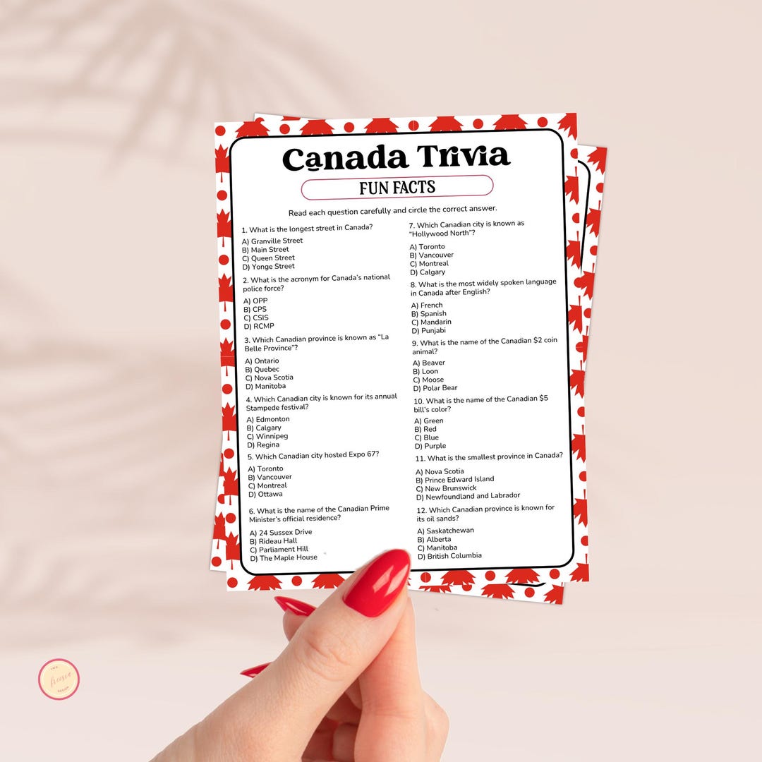 Canada Fun Fact Trivia Game Printable | Instant Download - Etsy