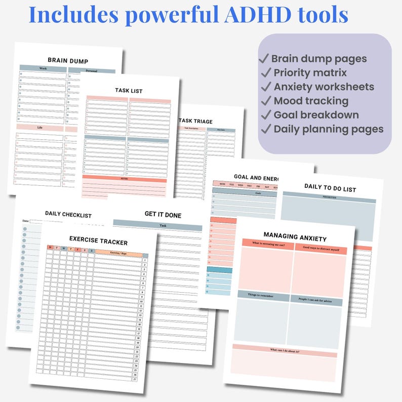 ADHD Brain Dump Planner Printable | Executive Function Planner | ADHD ...