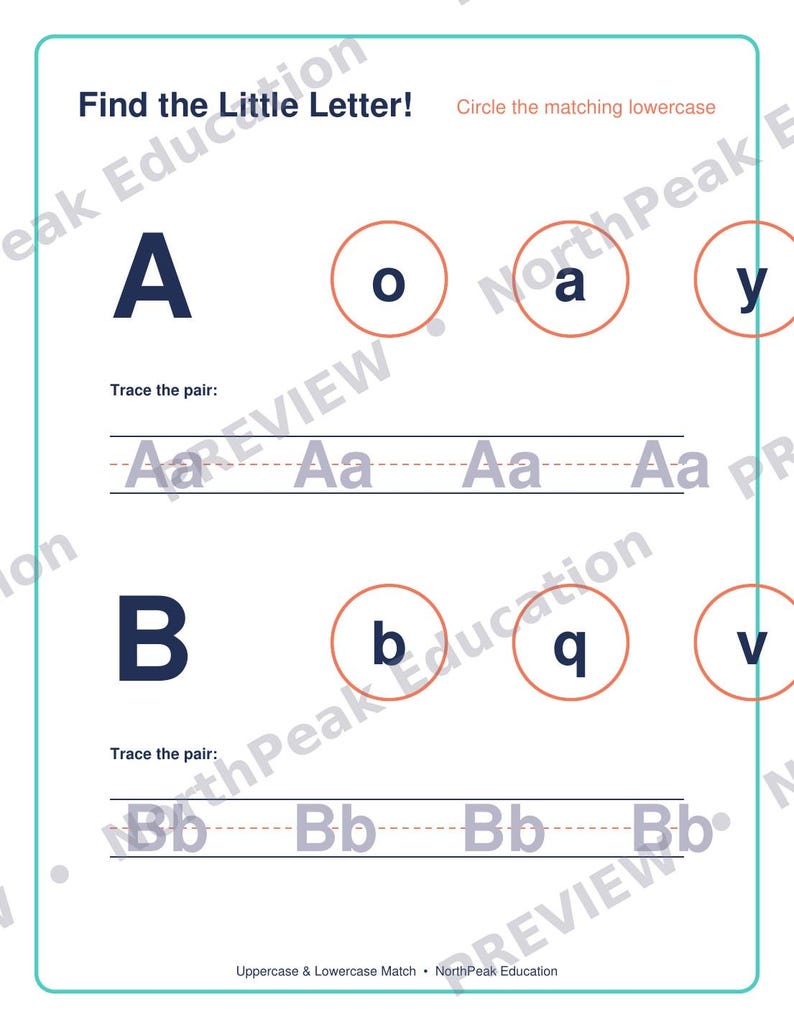 Alphabet Matching Worksheets, Uppercase Lowercase Letter Recognition ...