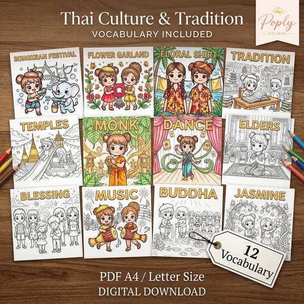 Thai Culture Coloring - Etsy UK