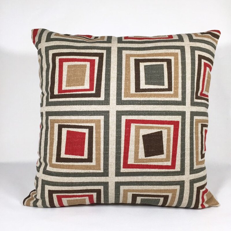 Red Geometric Pillow - Etsy