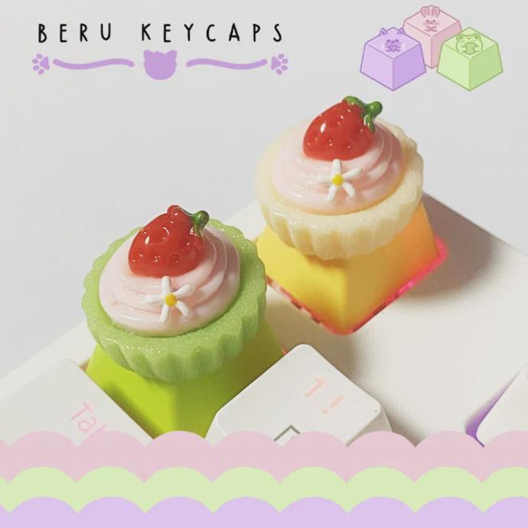 Custom Artisan Strawberry Pie Keycaps for Mechanical Keyboard Cute ...