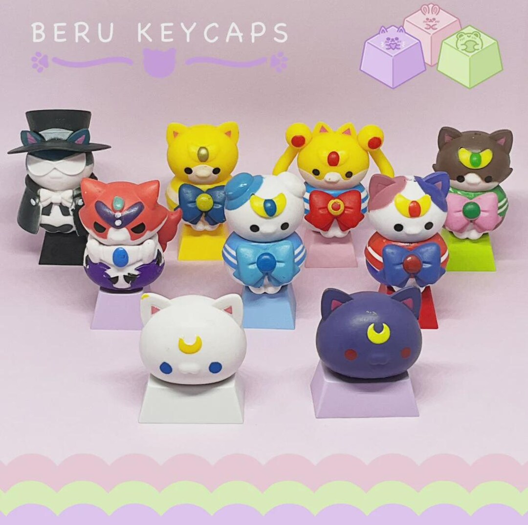 Custom Artisan Sailor Moon Cat Keycaps for Mechanical Keyboard Cute ...