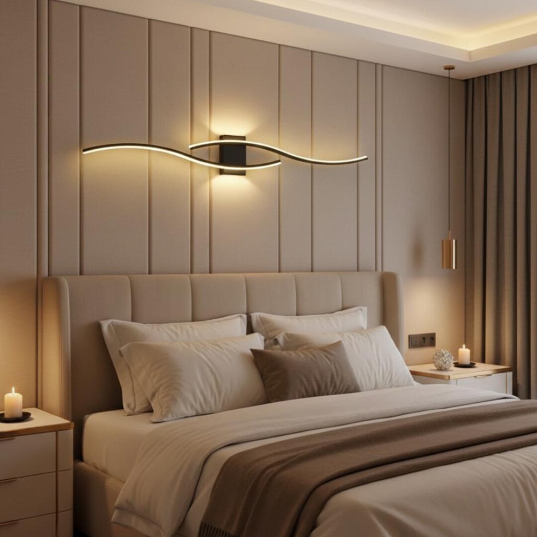 Modern LED Wall Sconce Light Wave Design Acrylic Wall Lamp for Home ...