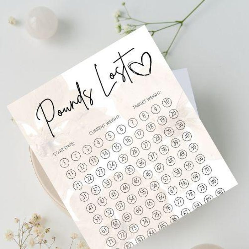 100 Lb Weight Loss Tracker Printable, Fitness Progress Chart (digital ...