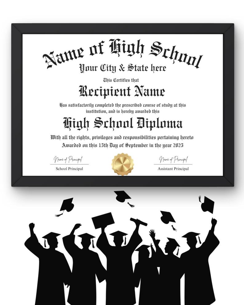 Editable High School Diploma Template, Homeschool Graduation ...