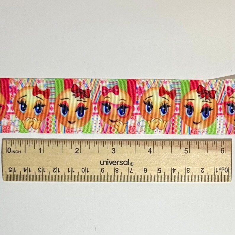 Smiley Face Emoticon Print Grosgrain Ribbon - 1.5” Wide - by the Yard ...