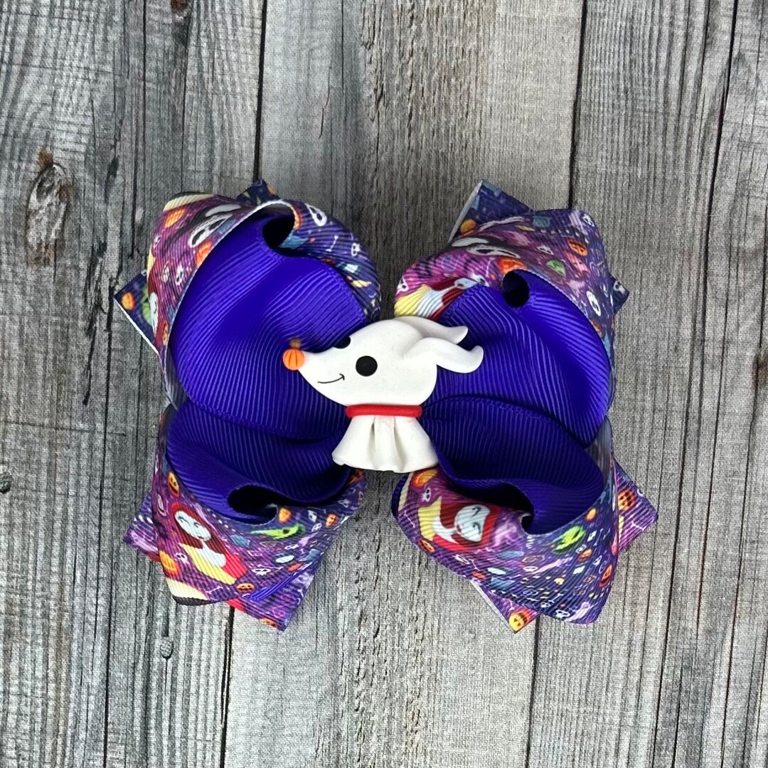 Halloween Hair Bow. Nightmare Before Christmas Print Ribbon. - Etsy