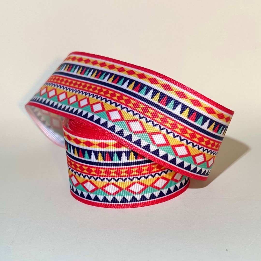 Southwest Aztec Tribal Print Grosgrain Ribbon - 1.5” Wide - by the Yard ...