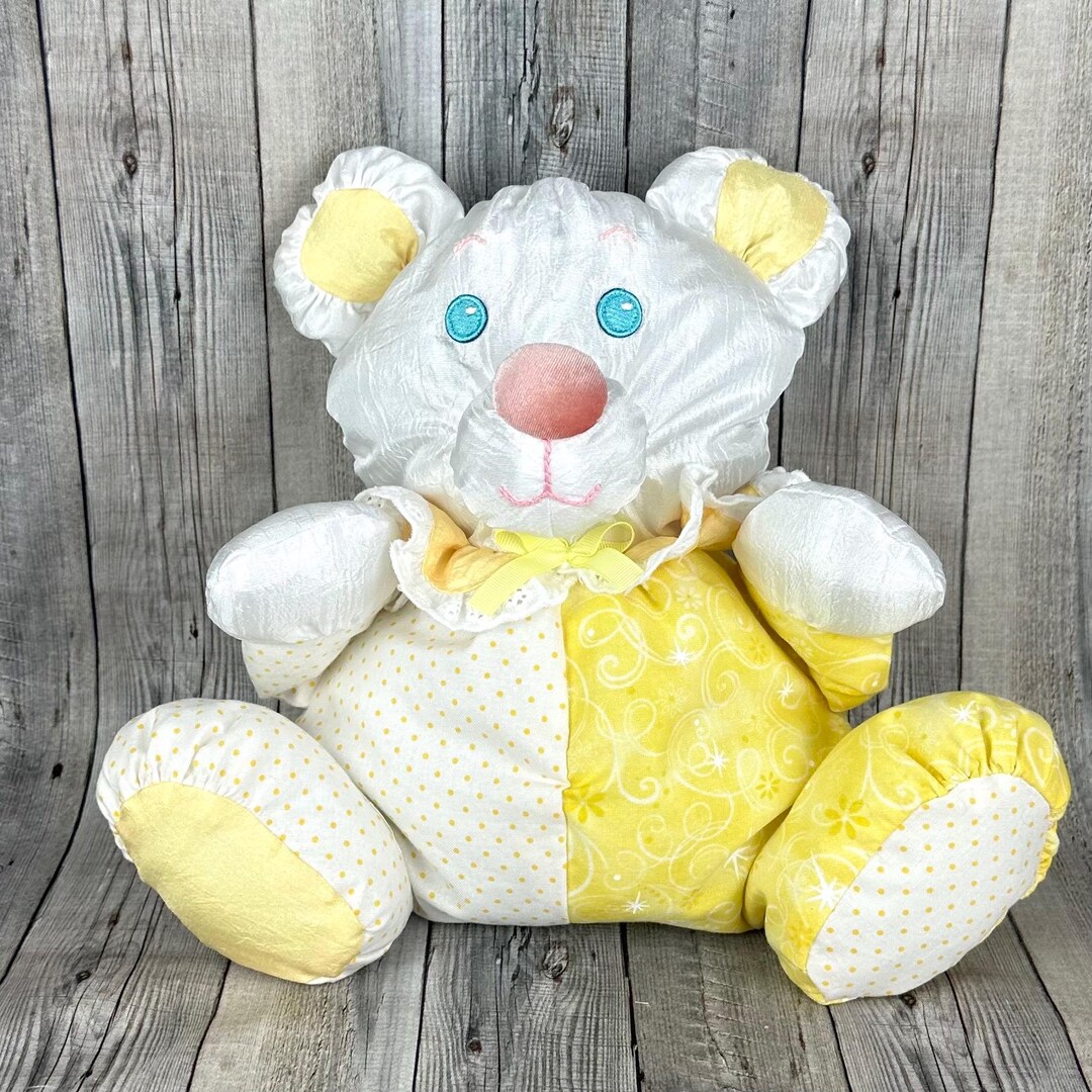 Puffalump Replica Bear Yellow - New Handmade With Rattle - Satin ...