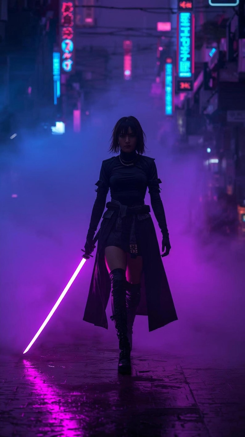Dark Samurai Neon Wallpaper Pack 4K | Cyber Samurai AI Art | AMOLED ...