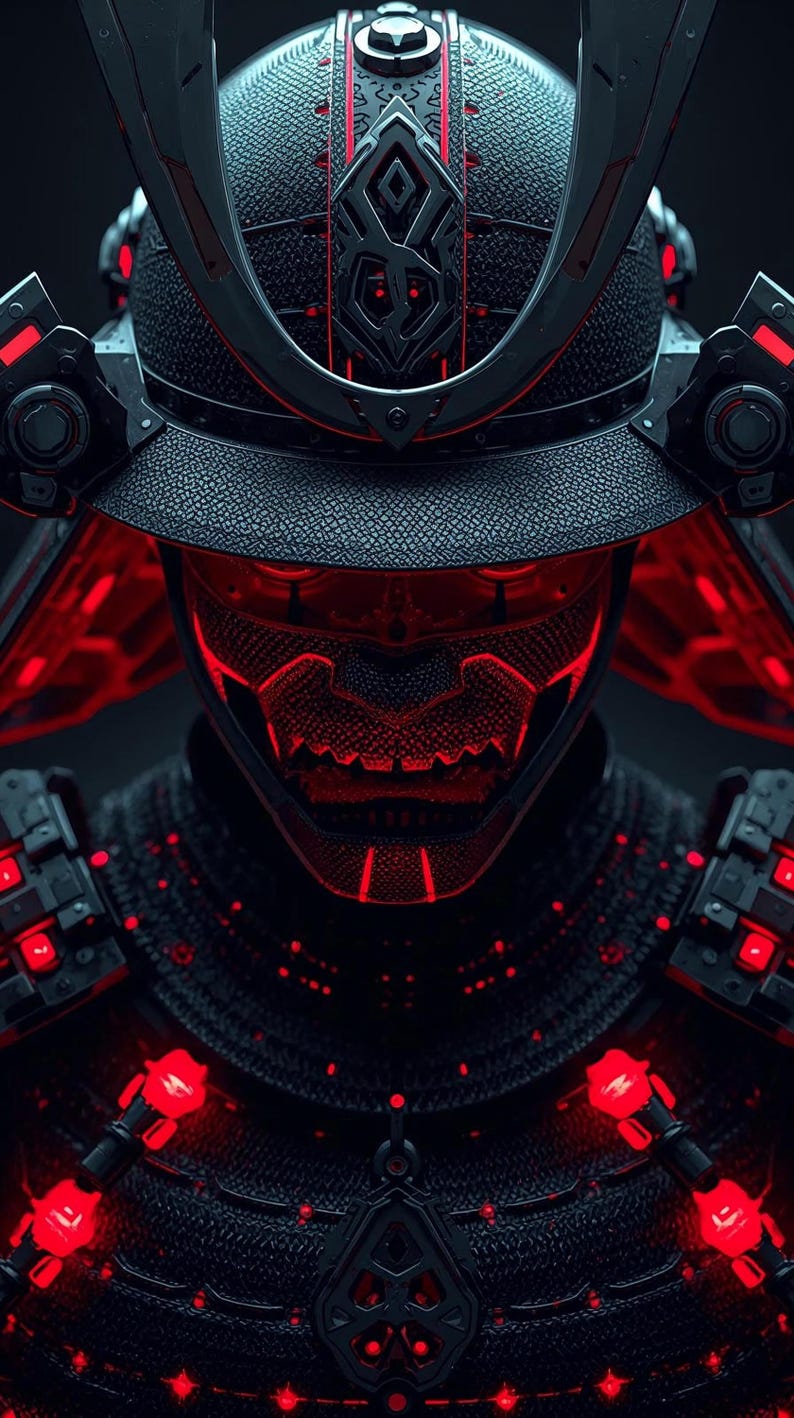 Dark Samurai Neon Wallpaper Pack 4K | Cyber Samurai AI Art | AMOLED ...