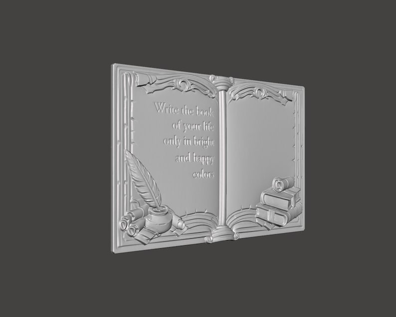 Vintage Open Book Frame STL for CNC – Decorative Quote Book Relief ...