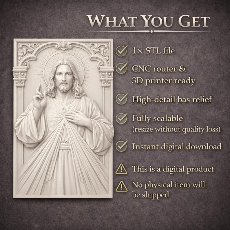 Divine Mercy Jesus STL File | CNC Wood Carving Relief | Christian 3D ...