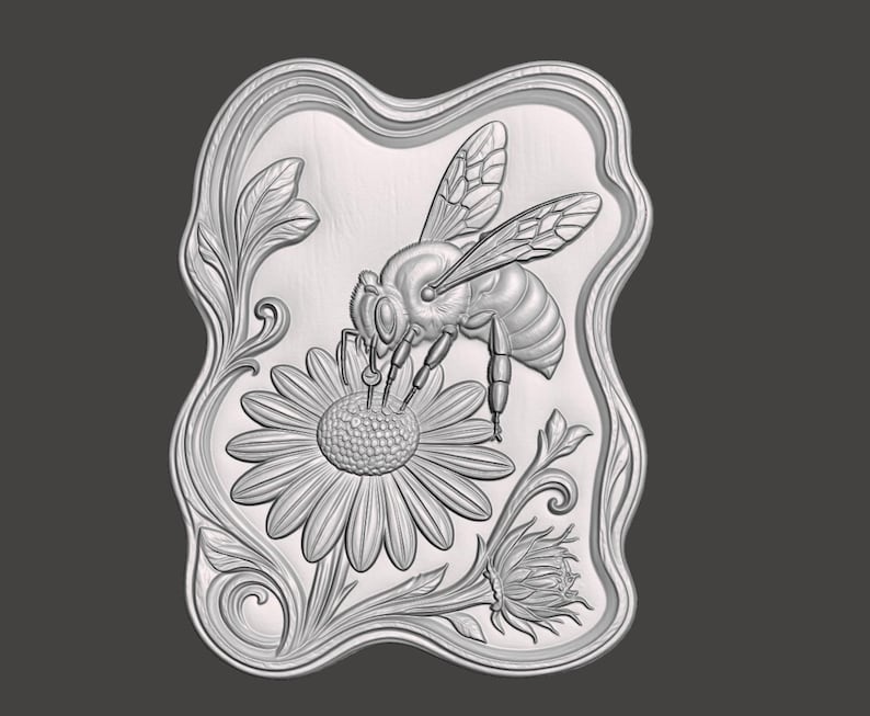 Bee Flower 3D Model | CNC Wood Relief, STL Digital File - Etsy