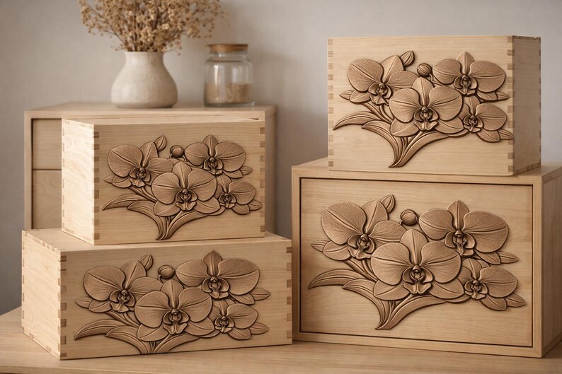 Orchid Relief 3D STL File for CNC Router & 3D Printing | Floral ...