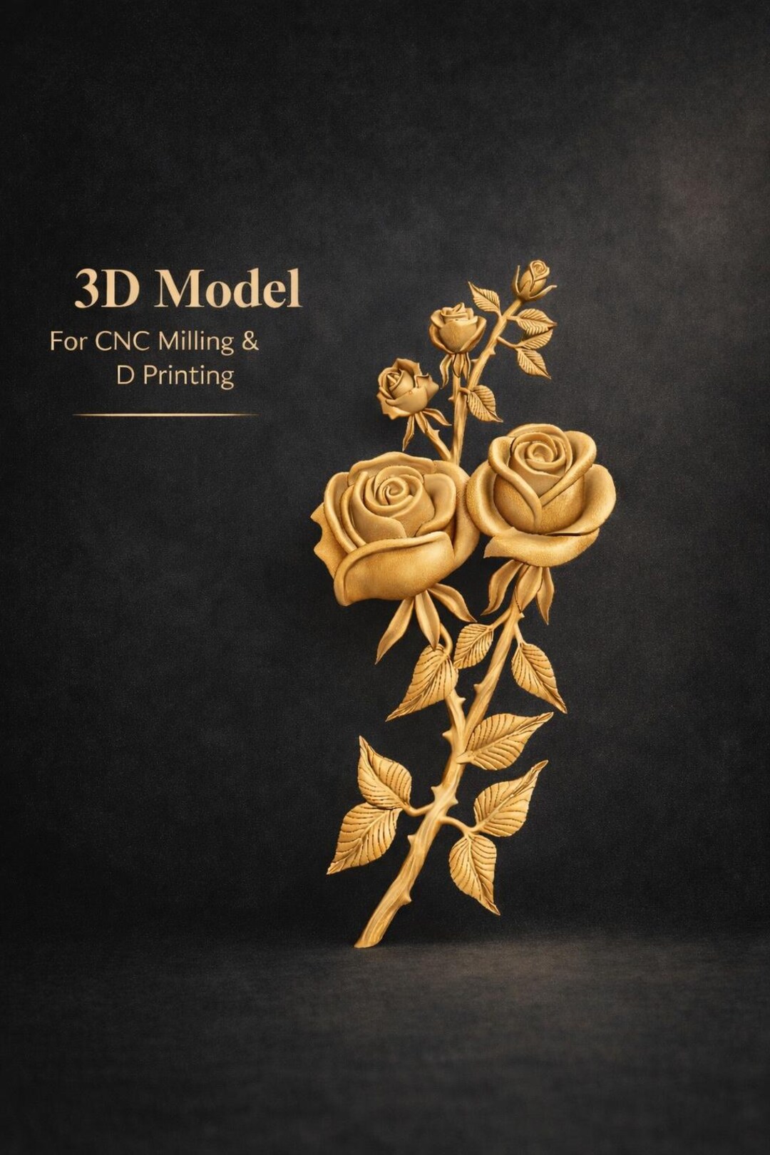 Roses 3D STL File for CNC Router & 3D Printing | Floral Decorative ...