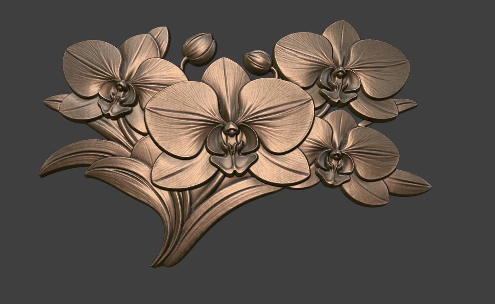 Orchid Relief 3D STL File for CNC Router & 3D Printing | Floral ...