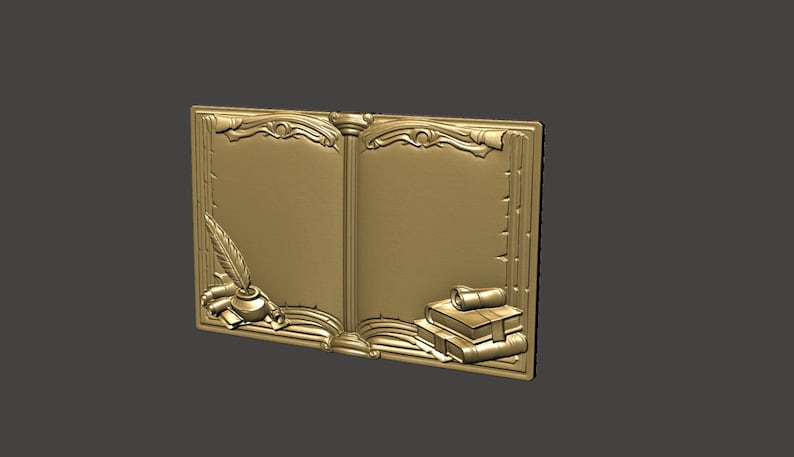 Vintage Open Book Frame STL for CNC – Decorative Quote Book Relief ...