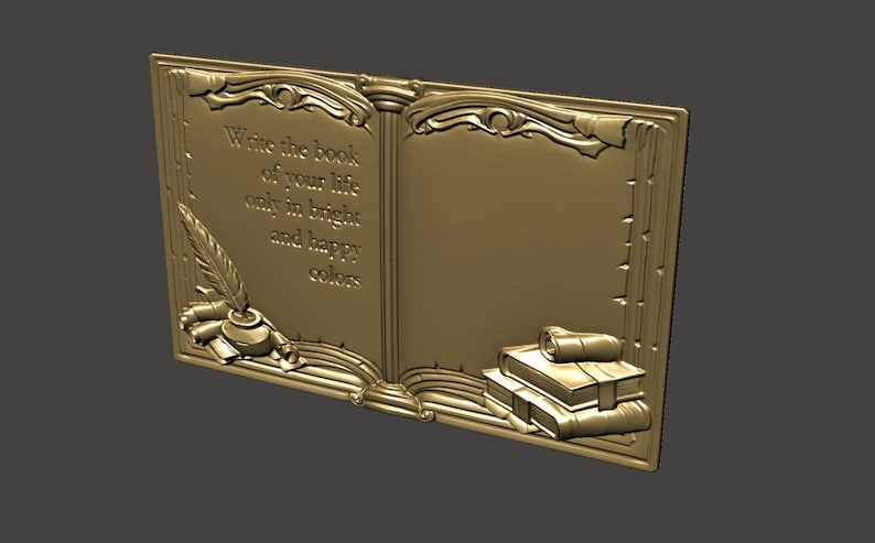 Vintage Open Book Frame STL for CNC – Decorative Quote Book Relief ...