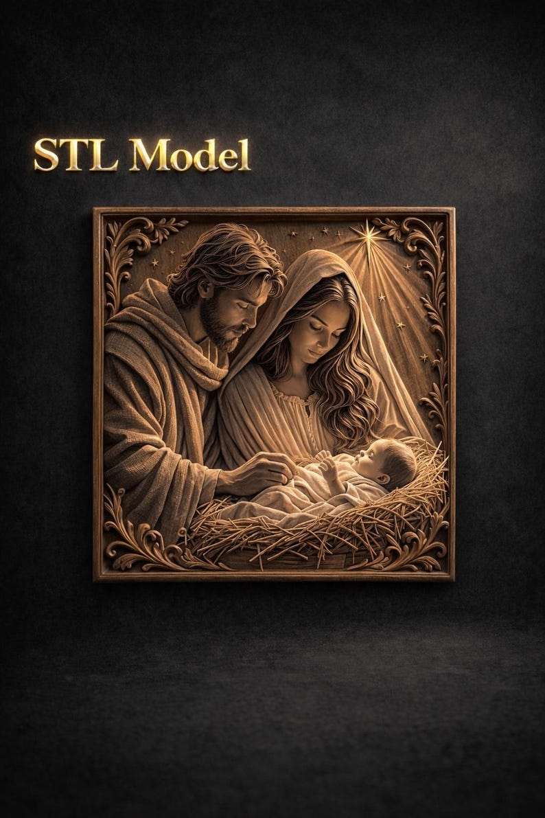 Nativity Scene STL File | CNC Wood Carving 3D Model (digital Download ...