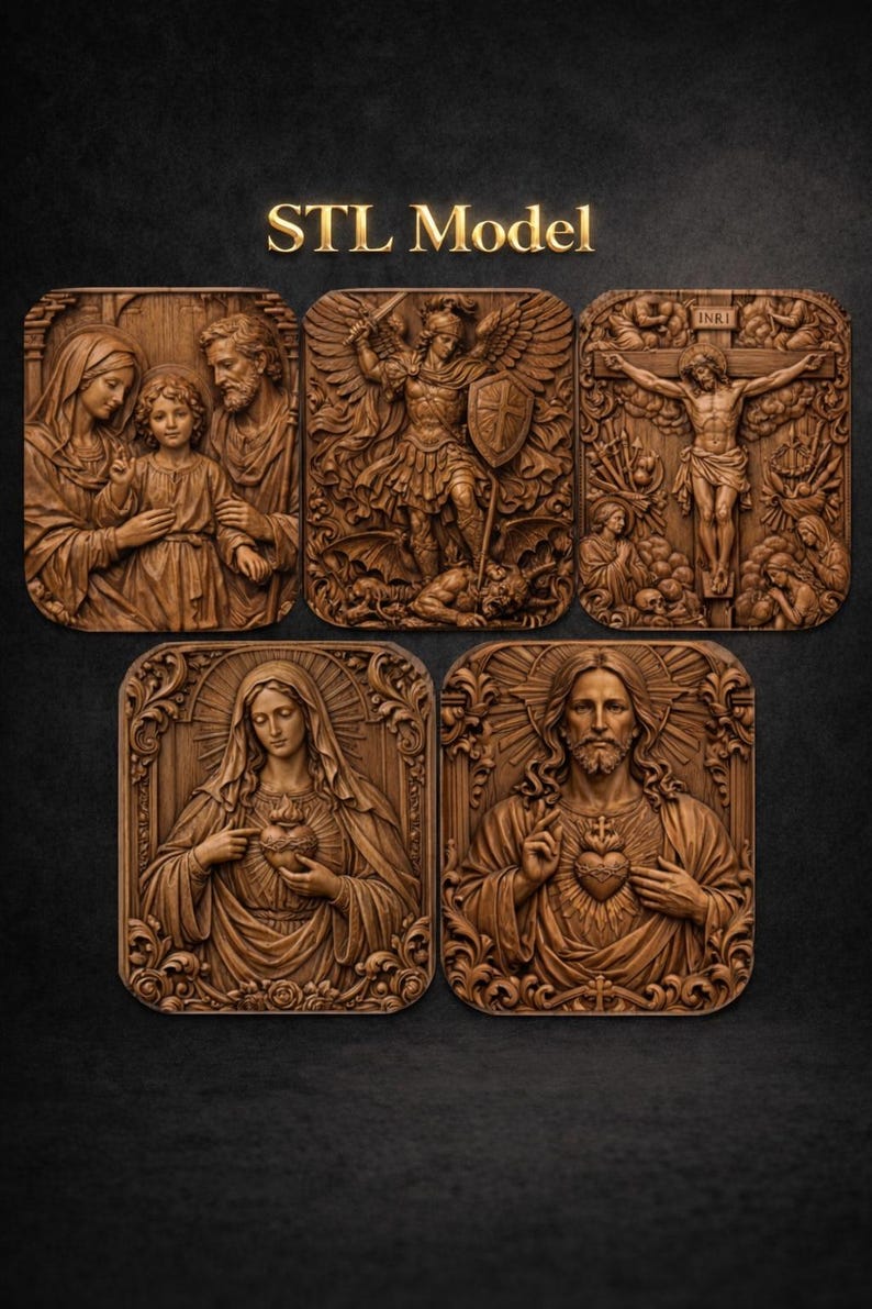Sacred Master Collection I– 5 Catholic STL Relief Models for CNC - Etsy
