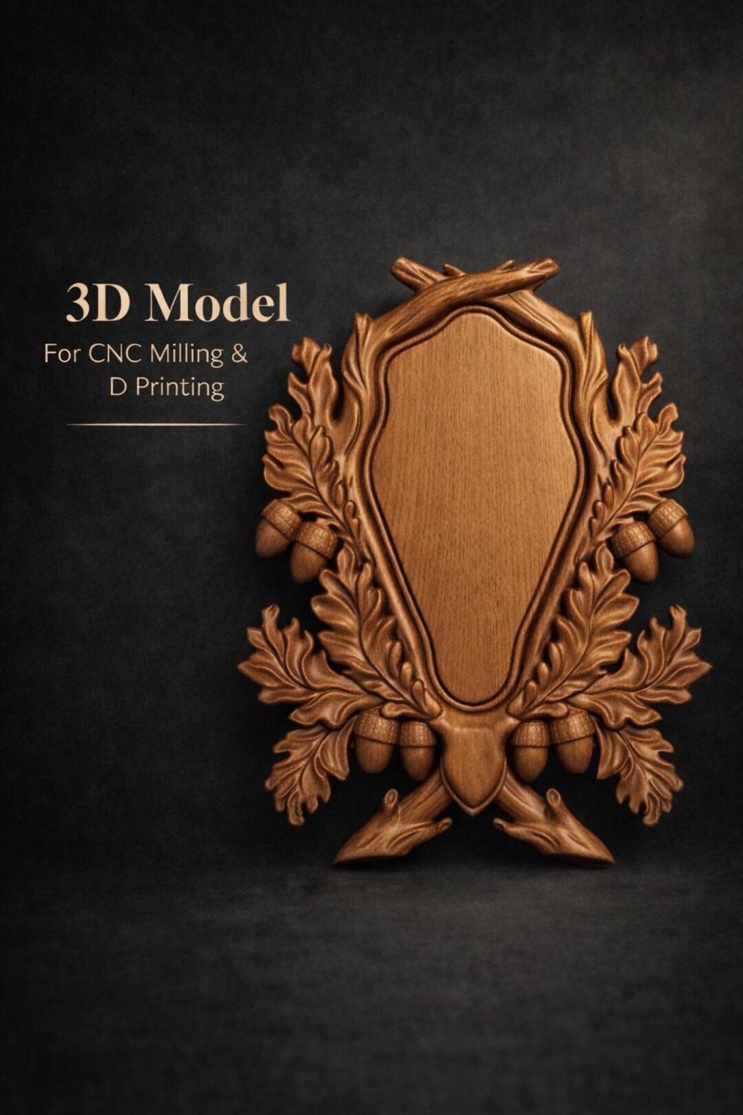 Hunting Trophy Shield STL File, CNC Carved Wood Ornament (digital ...
