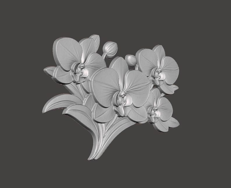 Orchid Relief 3D STL File for CNC Router & 3D Printing | Floral ...