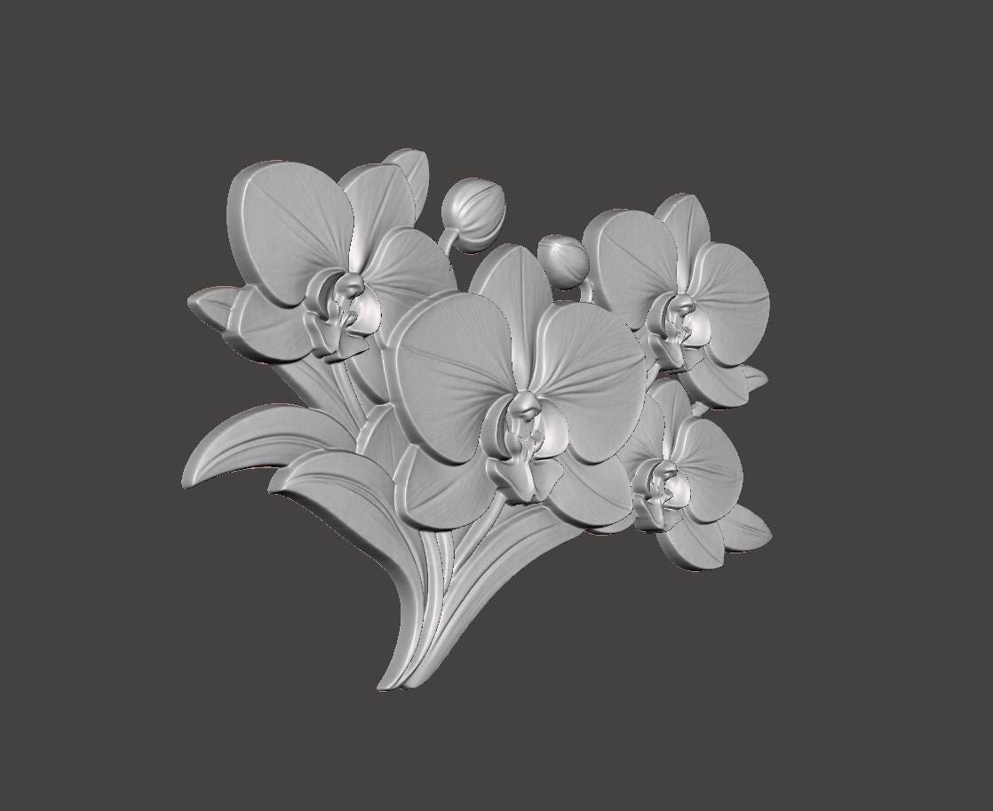 Orchid Relief 3D STL File for CNC Router & 3D Printing | Floral ...