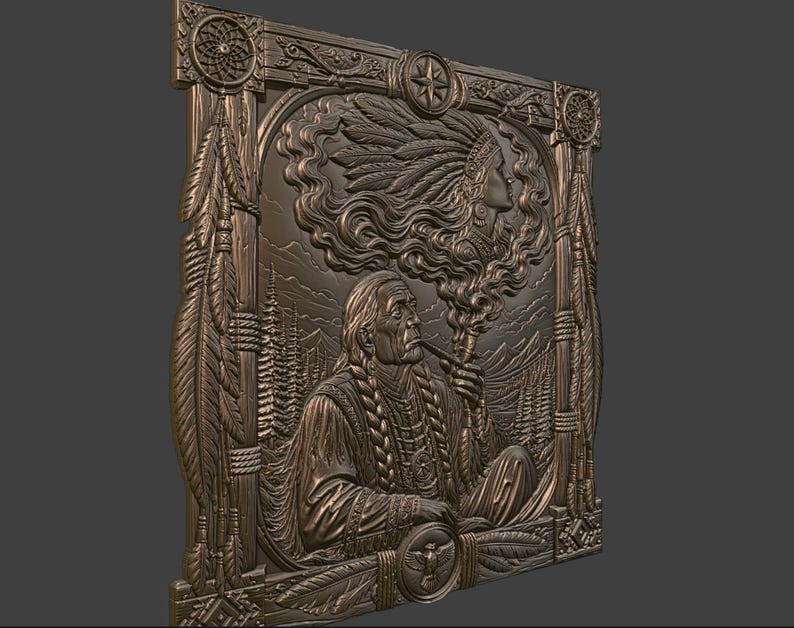 Art mural impression 3D CNC, modèle STL en relief, esprit amérindien ...