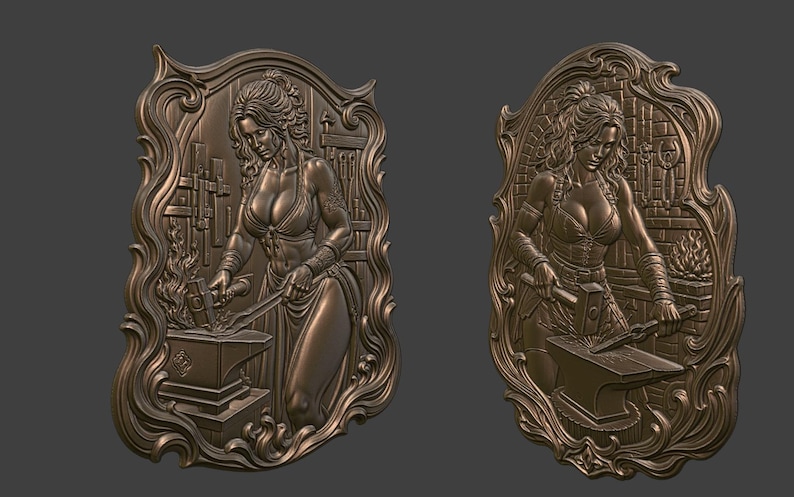 Female Blacksmith STL | CNC 3D Relief Wall Art Metal Forge Model - Etsy