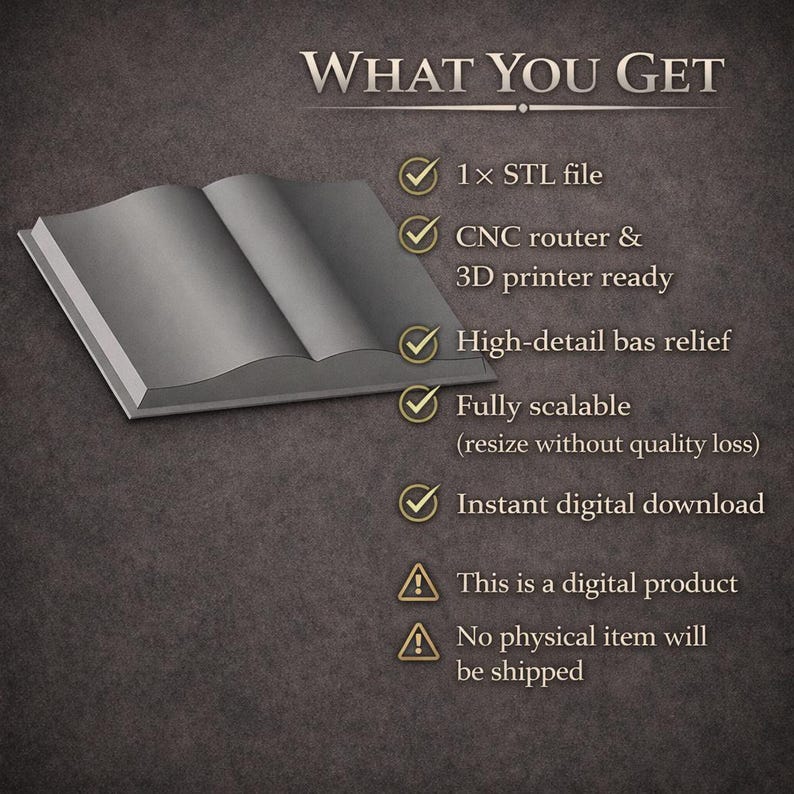 Blank Open Book 3D STL Model – Wood Carving Relief (digital Download ...