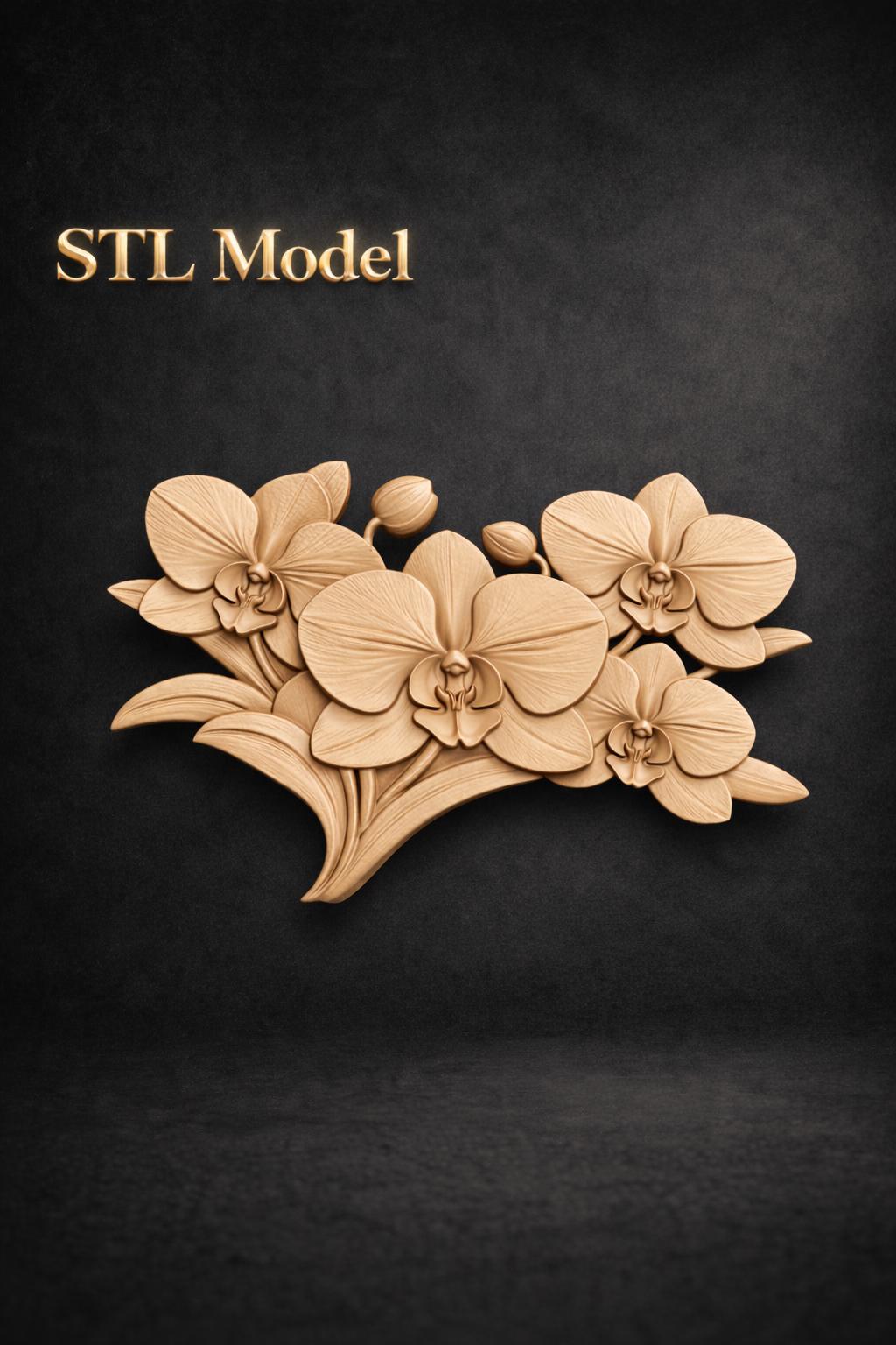 Orchid Relief 3D STL File for CNC Router & 3D Printing | Floral ...
