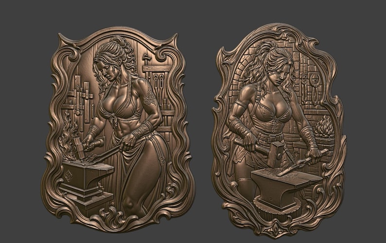 Female Blacksmith STL | CNC 3D Relief Wall Art Metal Forge Model - Etsy