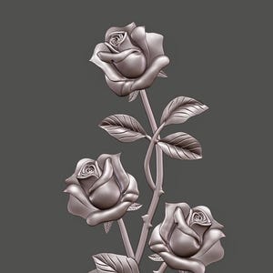 Rose Branch 3D STL File for CNC Router & 3D Printing | Floral ...