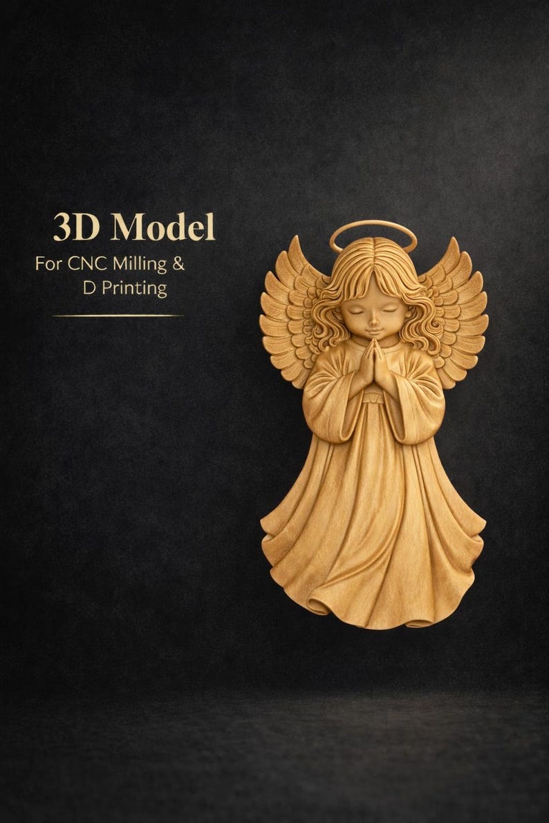 Cute Angel STL File for CNC and 3D Printer - Etsy