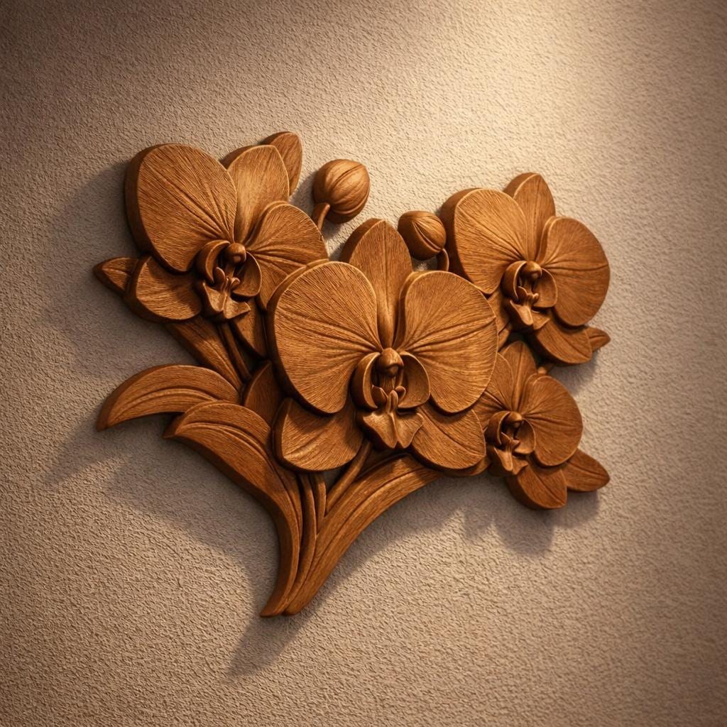 Orchid Relief 3D STL File for CNC Router & 3D Printing | Floral ...