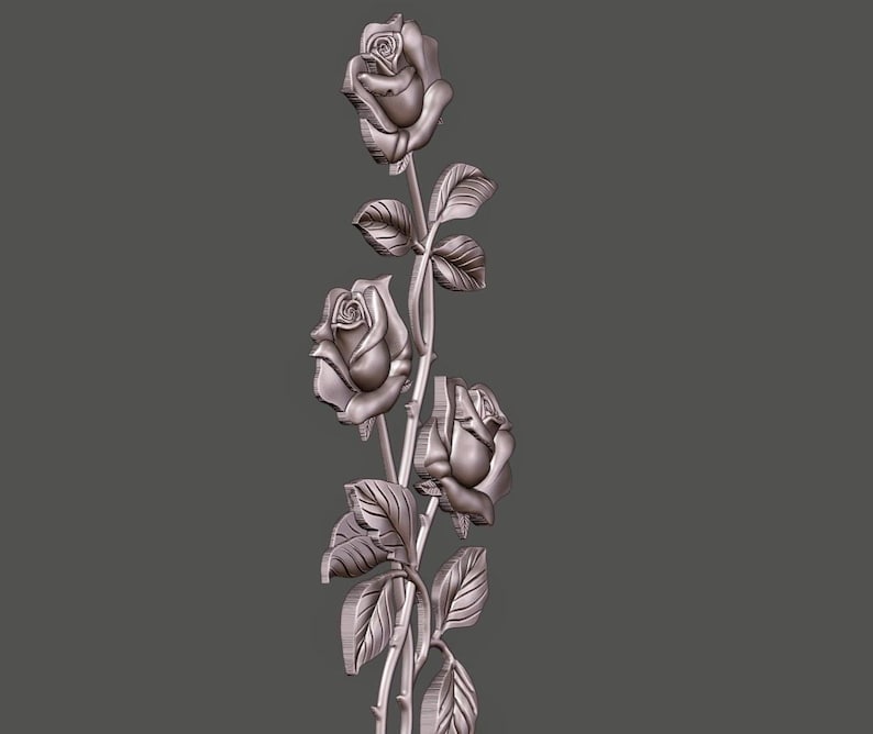 Rose Branch 3D STL File for CNC Router & 3D Printing | Floral ...