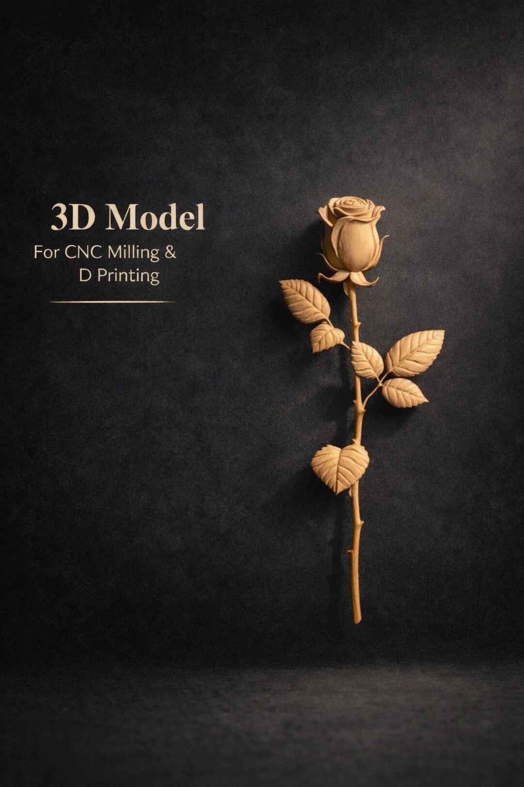 Rose Relief 3D STL File for CNC Router & 3D Printing | Floral ...