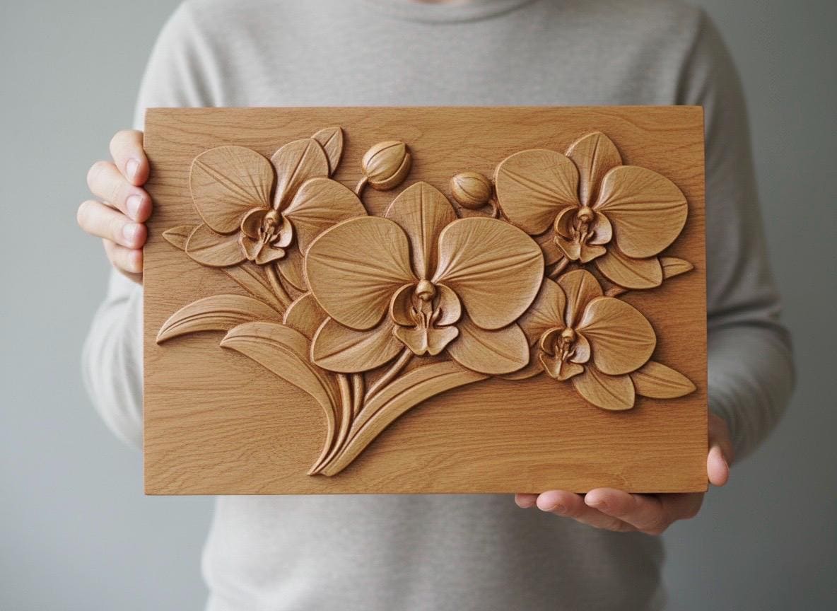 Orchid Relief 3D STL File for CNC Router & 3D Printing | Floral ...