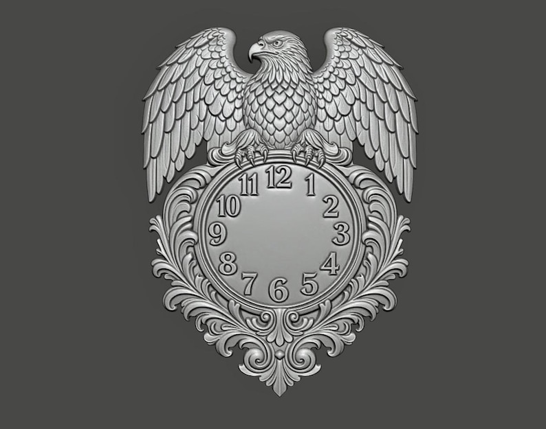 Eagle Clock STL File | 3D CNC Relief Model | Wood Carving Digital ...
