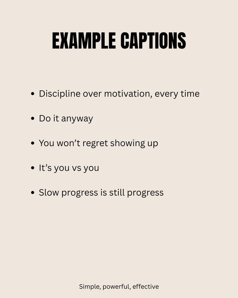 50 Gym Motivation Captions – Fitness Content Ideas (digital Download ...
