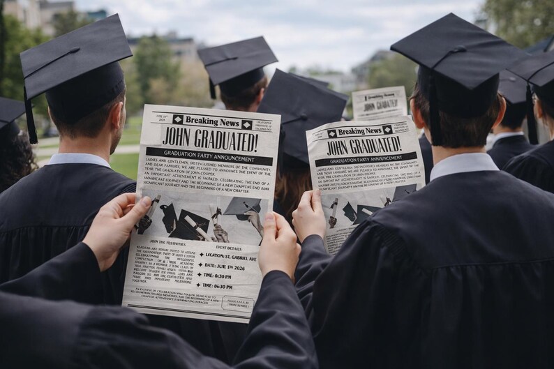 Graduation Party Invitation Newspaper Style | Editable Graduation Flyer ...