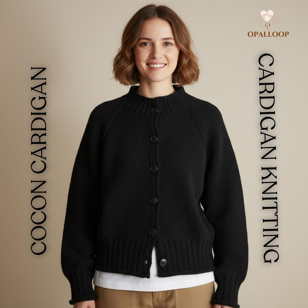 Cocoon Cardigan Knitting Pattern PDF | Chunky Mock Neck Sweater ...