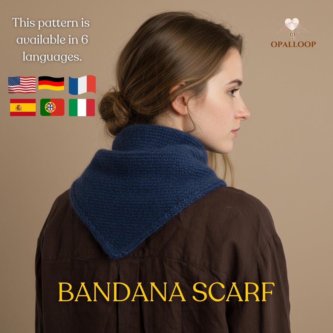 Easy Knit Bandana Pattern PDF |triangle Scarf Knitting| Beginner ...